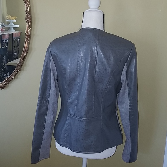 Via Spiga | Jackets & Coats | Via Spiga Gray Faux Leather Asymmetrical ...